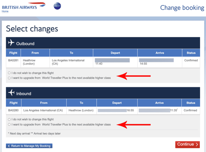 How to upgrade a British Airways booking with Avios (a step-by-step guide)