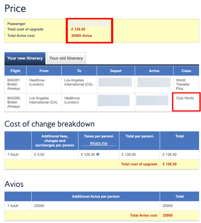 How to upgrade a British Airways booking with Avios (a step-by-step guide)