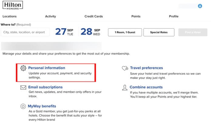 How to edit or disable Hilton's two-factor authentication