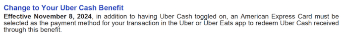 Amex is making the redemption of Uber credits a little more irritating